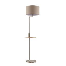 LINDBY Zinia Stehlampe mit Ablage und USB, nickel