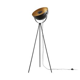 LINDBY Schwarz-goldene Tripod-Stehlampe Meline