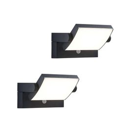 LINDBY LED-Außenwandleuchte Sherin, drehbar, Sensor, 2er