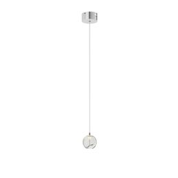 LUCANDE LED-Pendellampe Hayley mit Glaskugel, 1-fl., chrom