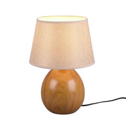 REALITY LEUCHTEN Tischleuchte Loxur, Höhe 35cm, beige/Holzoptik