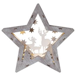 STAR TRADING LED-Dekostern Fauna aus Holz, Höhe 24 cm