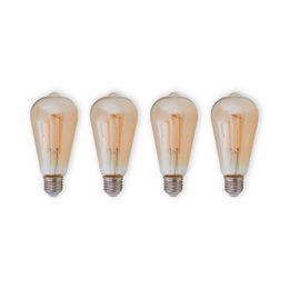 LINDBY E27 LED-Rustikalampe 6W 500lm amber 1.800K 4er-Set