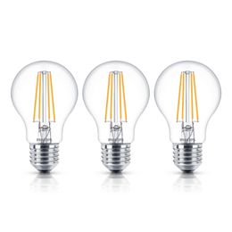 Philips LED-Lampe Classic E27 A60 7W 827 klar 3er