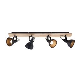 LINDBY Aylis Deckenlampe, schwarz, Holz, 4-fl.