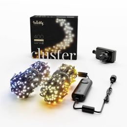 Cluster-Kette Twinkly CCT, schwarz, 400-flammig 6m