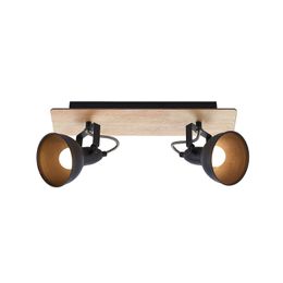 LINDBY Aylis Deckenlampe, schwarz, Holz, 2-fl.