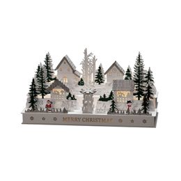 Konstsmide Christmas LED-Schwibbogen Dorf aus Holz, Trafo/Batterie