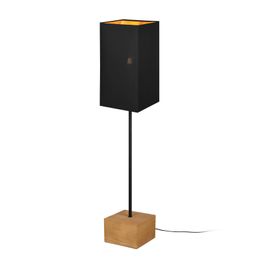 REALITY LEUCHTEN Stehlampe Woody, Holz/Textil, Quaderform, schwarz