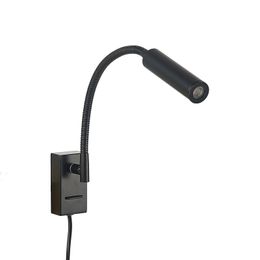 LUCANDE Anaella LED-Wandleuchte, schwarz, 47 cm