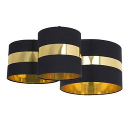 Euluna Deckenlampe Palmira drei Stoffschirme schwarz/gold