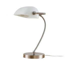 LINDBY Bankerlampe Selea mit weißem Glasschirm