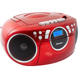 Kärcher Karcher RR 5042-R Boombox (FM-Tuner, UKW mit RDS, 3 W, CD-Player, Kassettenplayer, AUX-Anschluss, Kopfhörereingang), rot