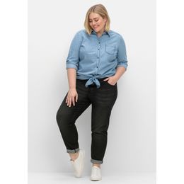 sheego Große Größen: Schmale High-Waist-Jeans in Curvy-Schnitt ANNE, black Denim, Gr.58