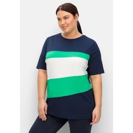 sheego Große Größen: Funktionsshirt im Colourblocking, marine, Gr.48/50