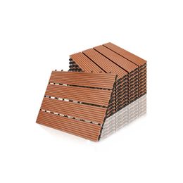 Clanmacy Holzfliesen 30x30cm 11er/60x30cm 6er Set für 1m² in Holzoptik für Garten Balkon Bodenbelag mit Drainage und Klicksystem WPC Balkonfliesen Klickfliesen Holzfliesen