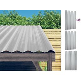 vidaXL Dachschindeln Dachpaneele 36 Stk Pulverbeschichteter Stahl Silber 60x36 cm Dacheinde