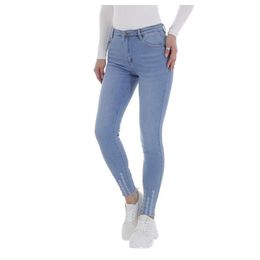 Ital-Design Skinny-fit-Jeans Damen Freizeit Used-Look Stretch Skinny Jeans in Hellblau