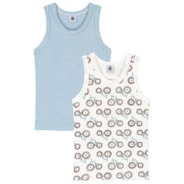 Petit Bateau - Unterhemd DOGS 2er Pack in grau/bunt, Gr.86