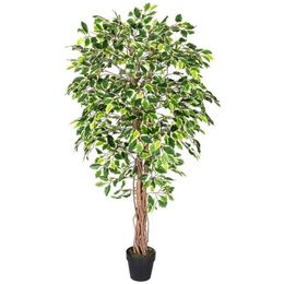 Homescapes - Kunstbaum Ficus Benjamini grün weiß 180 cm - Mehrfarbig
