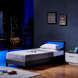 Led Bett astro 90 x 200 - dunkelgrau i Polsterbett, Bett, inkl. Lattenrost - Home Deluxe