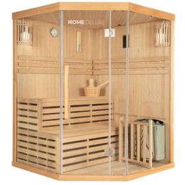 Home Deluxe Traditionelle Sauna - skyline xl - 150 x 150 x 200 cm - für 2 - 3 Personen, Hemlocktanne, inkl. Saunaofen, Saunazubehör i Dampfsauna Aufgusssauna