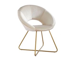 Home Deluxe - Esszimmerstühle Samt selesa - Farbe: Beige, Bezug: Samtstoff, Gestell: Gold, pulverbeschichtetes Metall, max. 120 kg i Rundsessel,