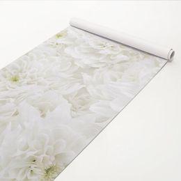 MICASIA Klebefolie - Dahlien Blumenmeer weiß - Dekorfolie Größe HxB: 50cm x 50cm