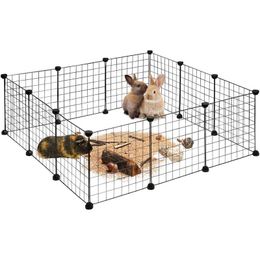 Relaxdays - Freilaufgehege, diy Freigehege für Kleintiere, Erweiterbarer Hasenauslauf, hbt ca. 37 x 110 x 110cm, schwarz