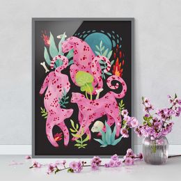 Bilderwelten Bild mit Rahmen Pinke Leoparden
