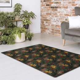Teppich Tropische Farne mit Tucan Grün