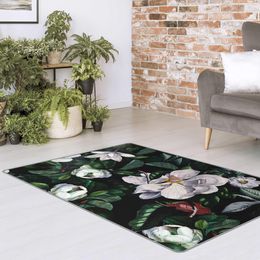 Teppich Tropische Nacht mit weißen Blumen
