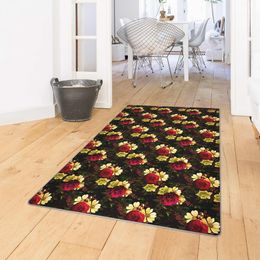 Teppich Weiße Blüten mit Roten Rosen