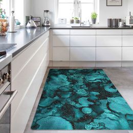 Teppich Türkise Tropfen mit Glitzer