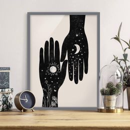 Bilderwelten Bild mit Rahmen H&auml;nde mit Mond und Sonne
