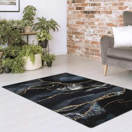 Teppich Schwarz mit Glitzer Gold