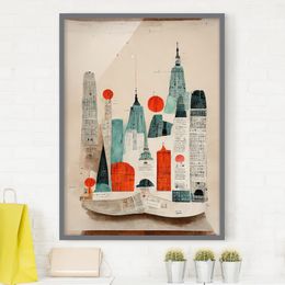 Bilderwelten Bild mit Rahmen Collage mit roten Punkten