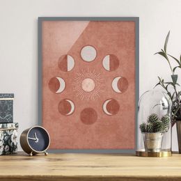 Bilderwelten Bild mit Rahmen Boho Mondphasen mit Sonne