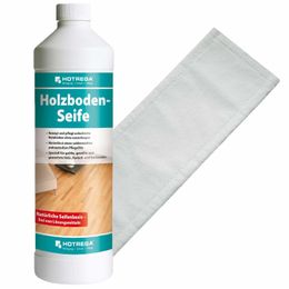HOTREGA® Holzboden Seife 1L + Microfasermopp 40 cm Fussbodenreiniger