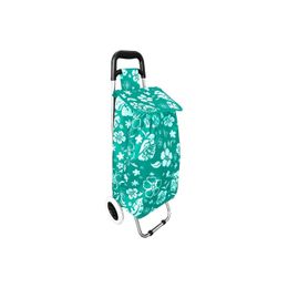 Mojawo Reisetasche Einkaufstrolley Mint mit Blumenmuster + Rädern / klappbar