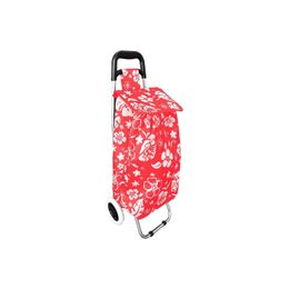 Mojawo Reisetasche Einkaufstrolley Rot mit Blumenmuster + Rädern / klappbar