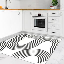 Teppich Geometrische Wellen Schwarz Weiß II