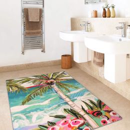 Teppich Palme mit pinken Blumen II