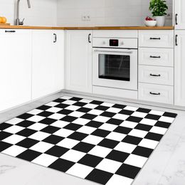 Teppich Geometrisches Muster Schachbrett Schwarz Weiß
