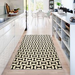 Teppich Geometrische Fliesenbögen Sand mit Bordüre