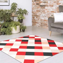 Teppich Geometrisches Muster gedrehtes Schachbrett Rot