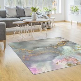 Teppich Farbexperimente Marmor Regenbogen und Gold