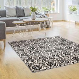 Teppich Florale Fliesen schwarz-weiß