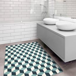 Teppich Geometrischer Fliesenmix Würfel Türkis