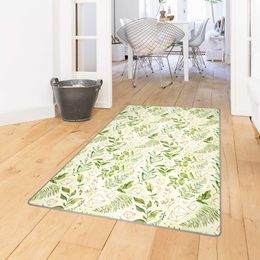 Teppich Aquarellblätter mit goldenen Kristallen